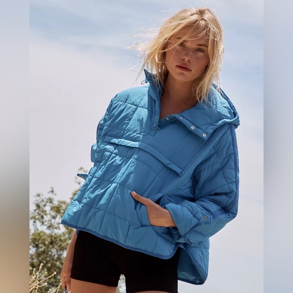 Free People | Jackets & Coats | Nwot Free People Pippa Packable Pullover Puffer In Baltic Blue ...